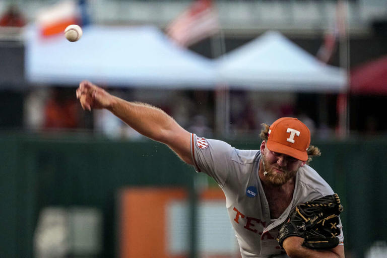 Sam Cozart tries to top his brother during Texas baseball College World ...