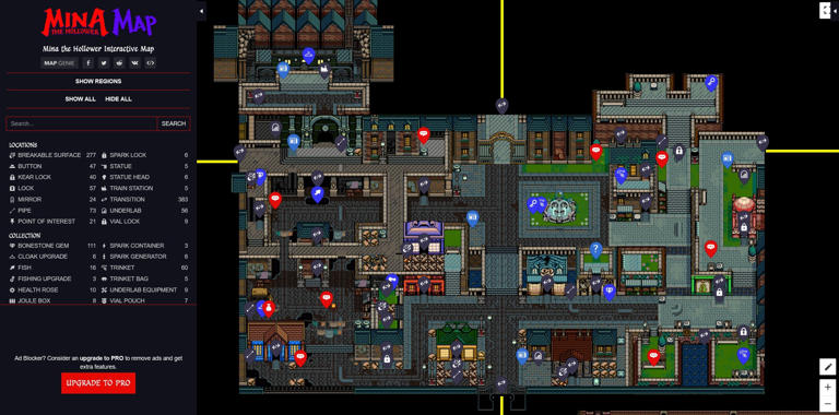 Descubre el mapa interactivo de Mina the Hollower con todos sus secretos