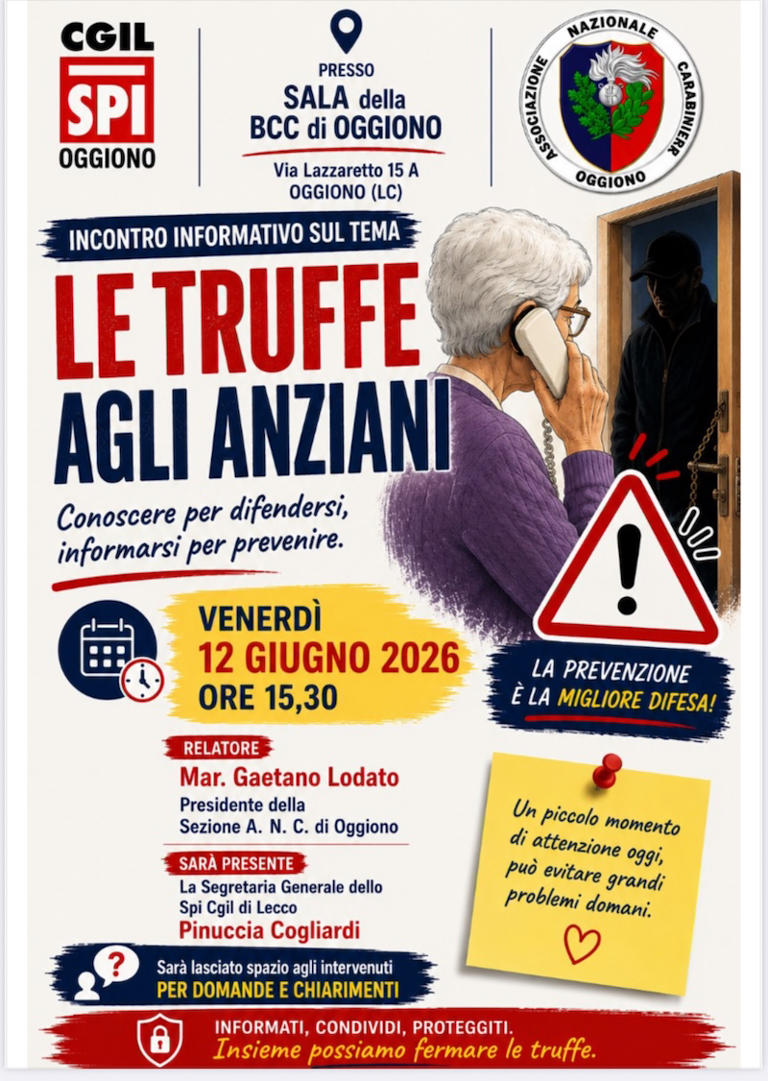 Oggiono. SPI CGIL e Associazione Nazionale Carabinieri insieme contro ...