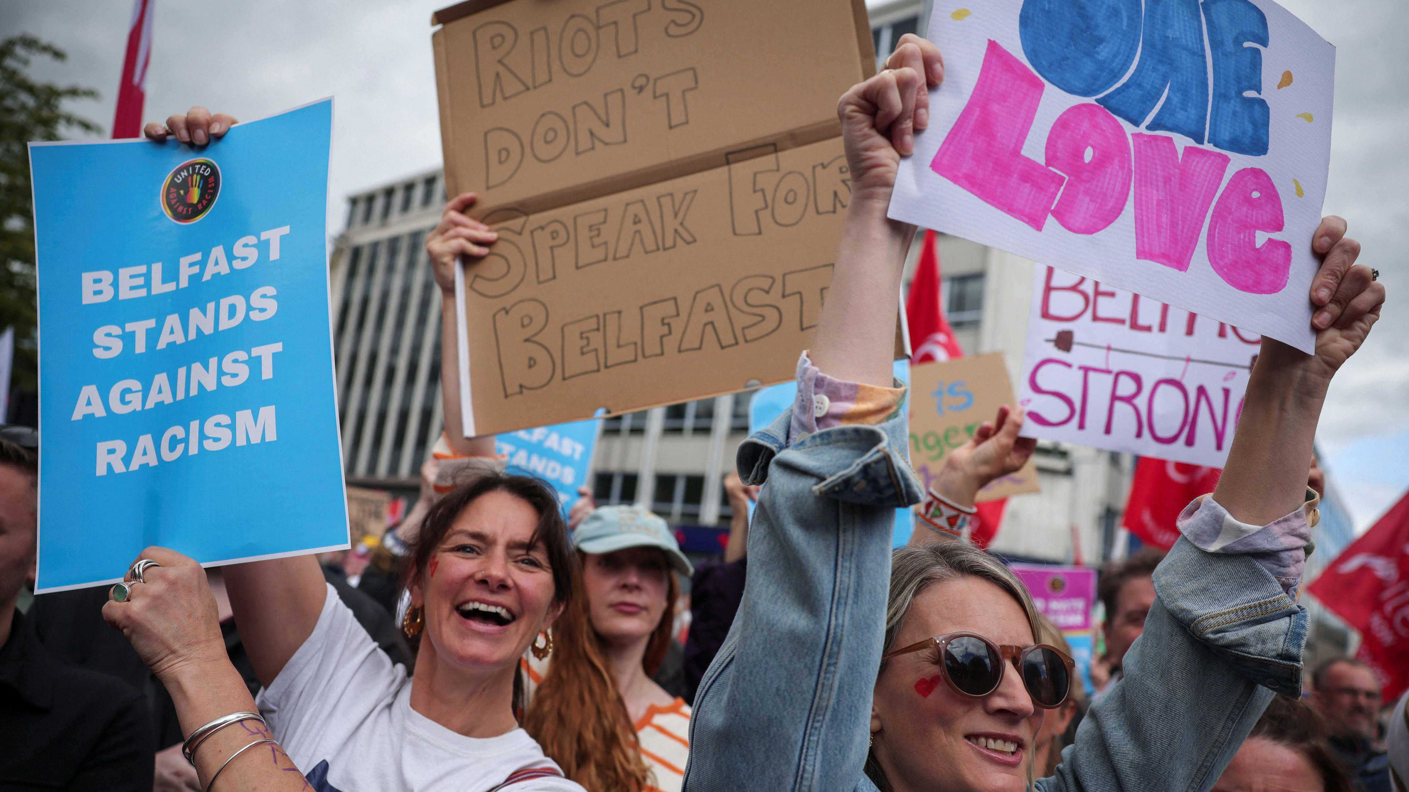 'Riots don't speak for Belfast' - thousands gather for anti-racism rally