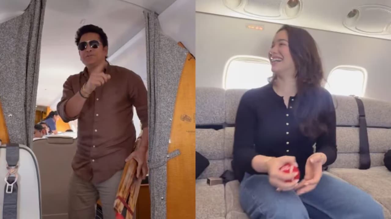 Viral video: Sachin Tendulkar cannot stop playing cricket even on a flight