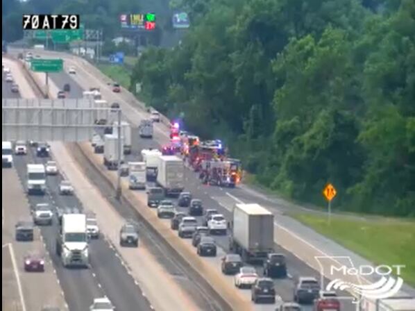 Vehicle rollover slows traffic on eastbound I-70