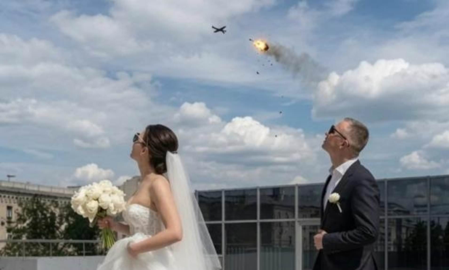 Ukraine wedding photoshoot is interrupted when Russian kamikaze drone ...