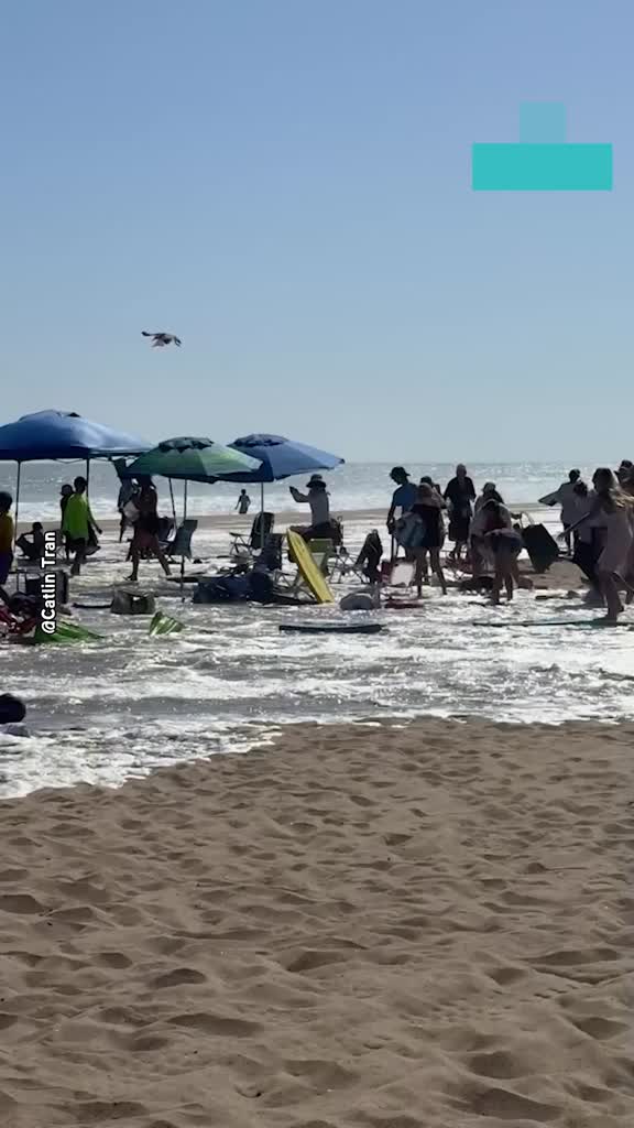 Powerful ocean surge catches beachgoers off guard in California