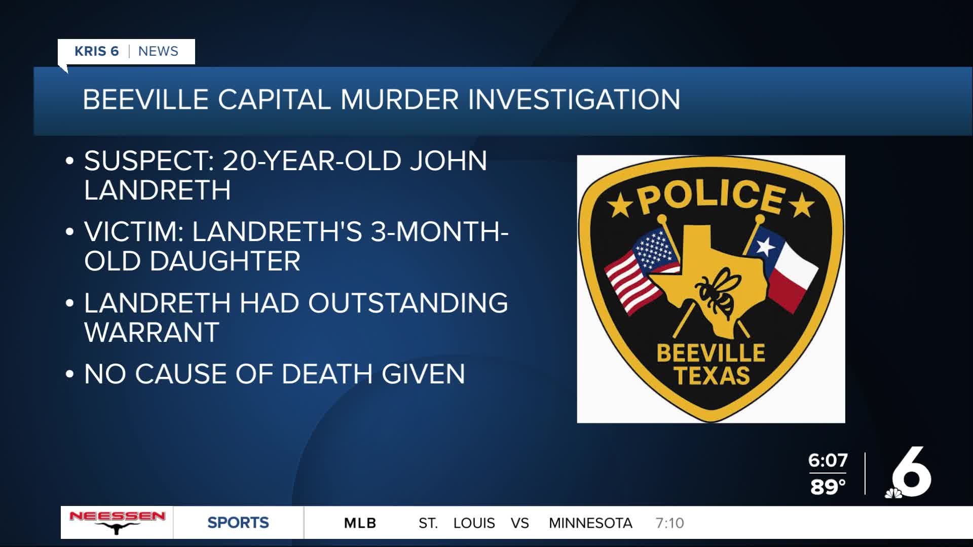 Beeville father identified in capital murder case after infant's death
