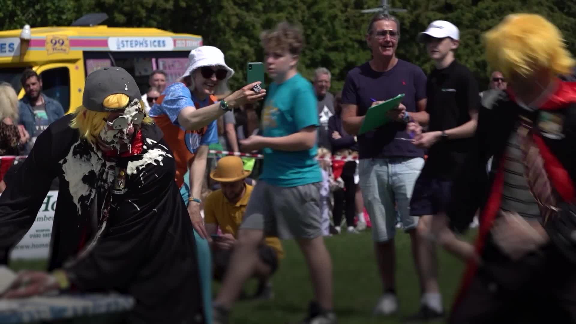 Hundreds of spectators watch World Custard Pie Championships