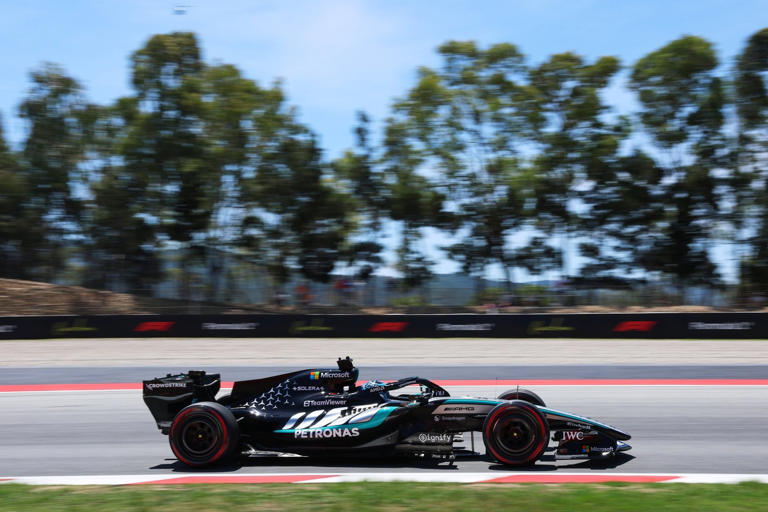 F1 Barcelona GP: Russell beats Hamilton to pole as Charles Leclerc crashes