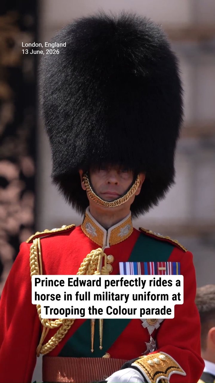 Prince Edward perfectly rides a horse in full military uniform at ...