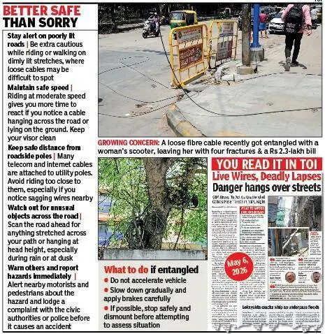 Hanging cable & shattered ankle: Bengaluru woman hurt as OFC snags scooter
