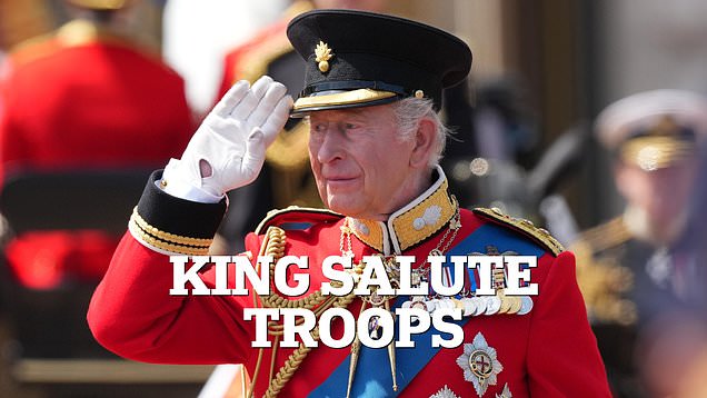 King Charles salutes troops during official birthday celebrations