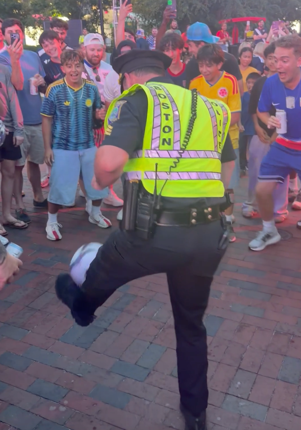 Boston cop goes viral with soccer skills at World Cup fan fest. See moves