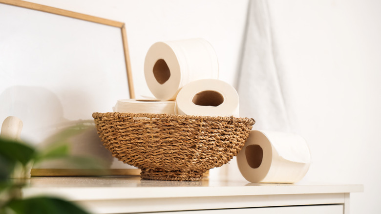 Ditch baskets: A creative Dollar Tree DIY for stylish toilet paper storage