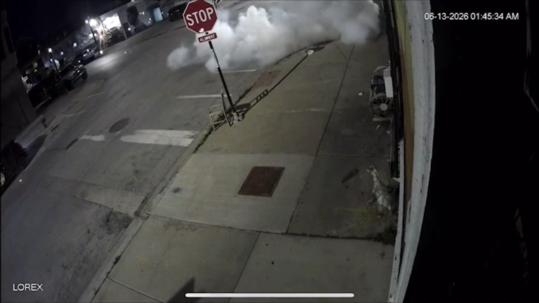 Surveillance video captures man ignite explosive outside Chicago ...