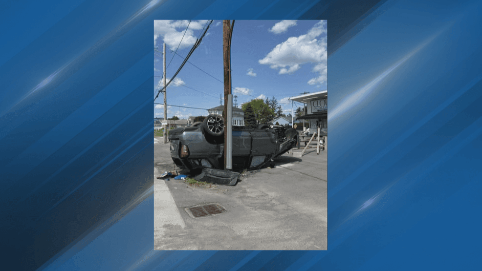 Rollover crash in front of Cloud Nine Ice Cream in Cicero