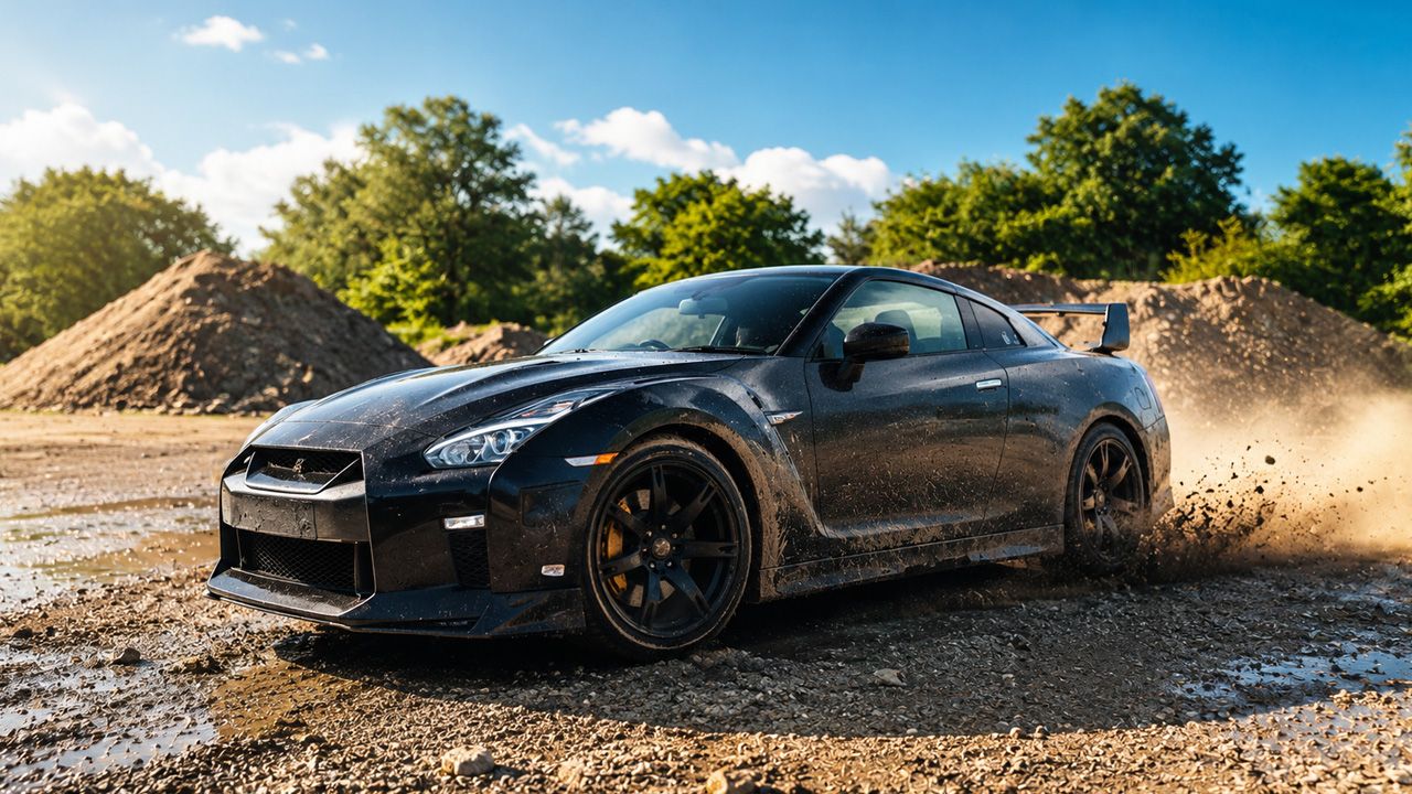 900HP Nissan GT-R gets forced through mud