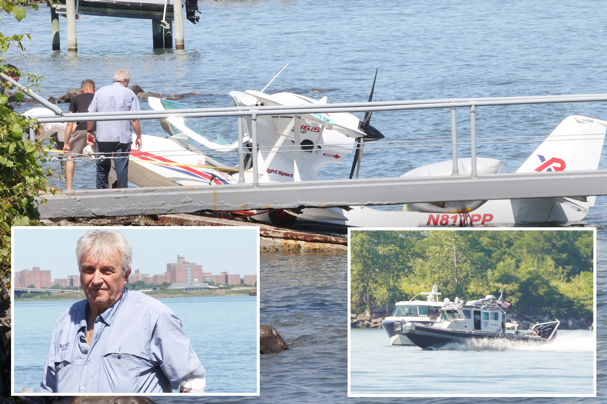 NYC pilot, passenger rescued after wave slams seaplane near Throggs ...