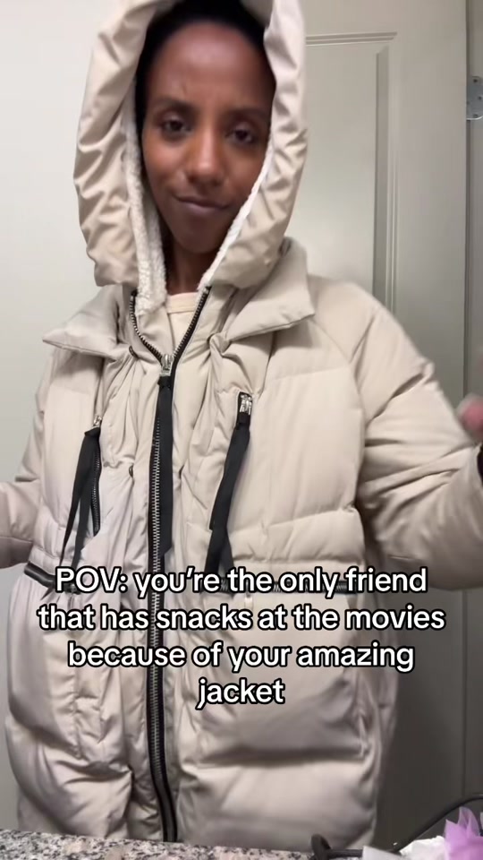 The winter jacket that secretly carries all your movie snacks