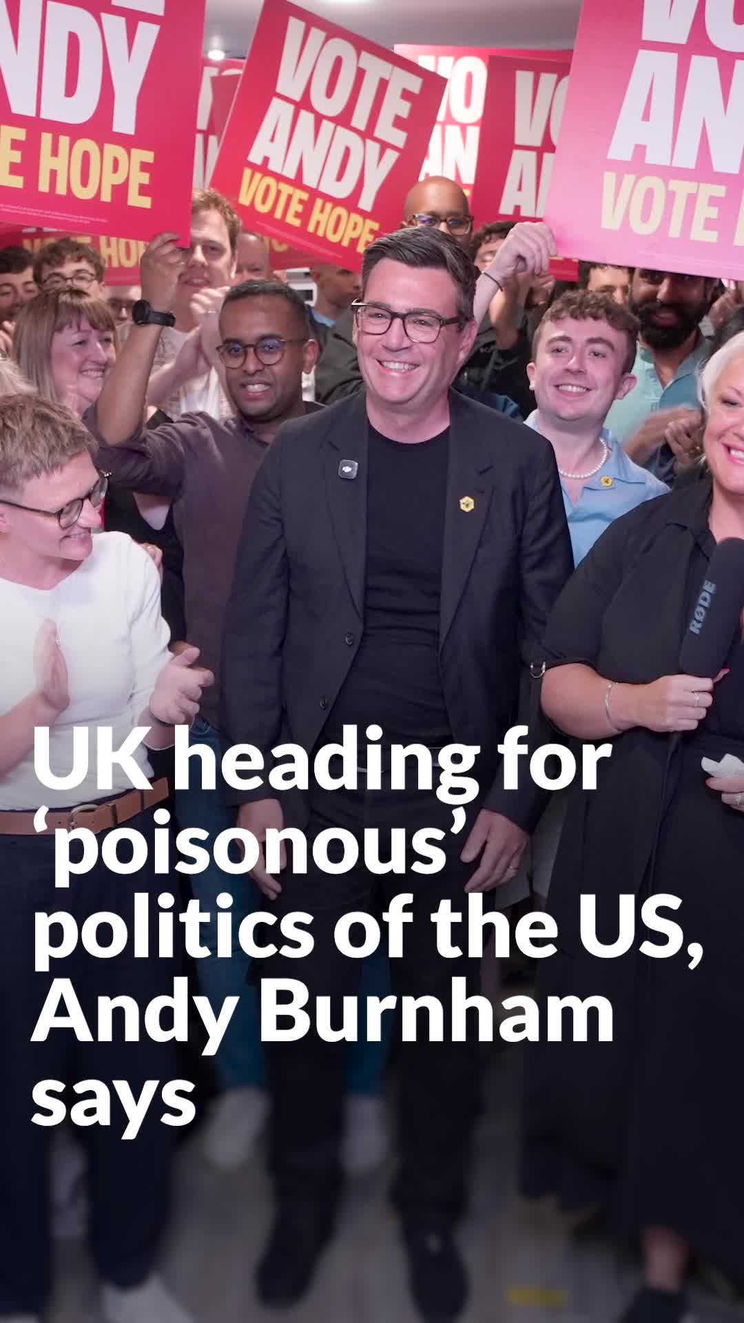 UK heading for 'poisonous' politics of the US, Andy Burnham says
