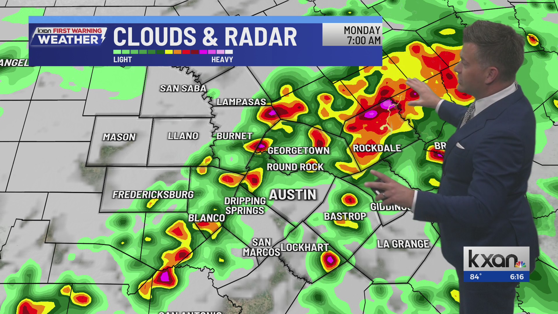 Storms ramp up Sunday with heaviest rain on Monday | KXAN forecast ...