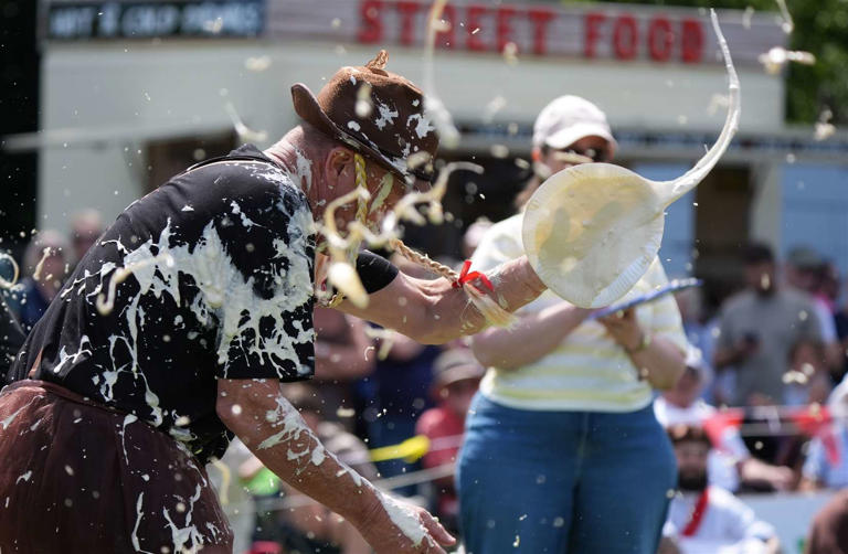 Hundreds of spectators watch World Custard Pie Championships in Maidstone