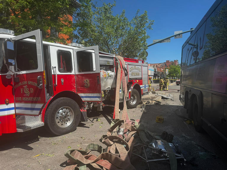 Colorado Springs fire engine involved in crash downtown, roads closed