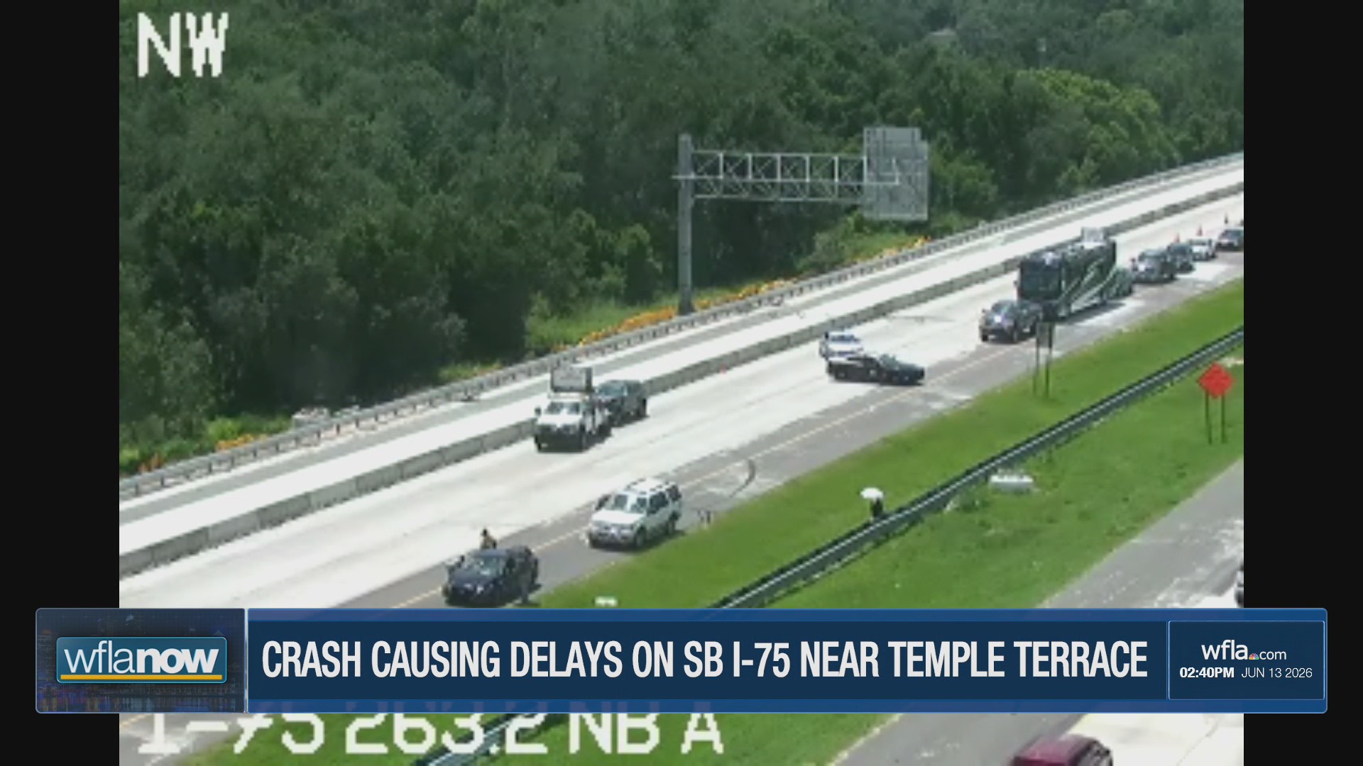 Crash causes delays on I-75 near Temple Terrace