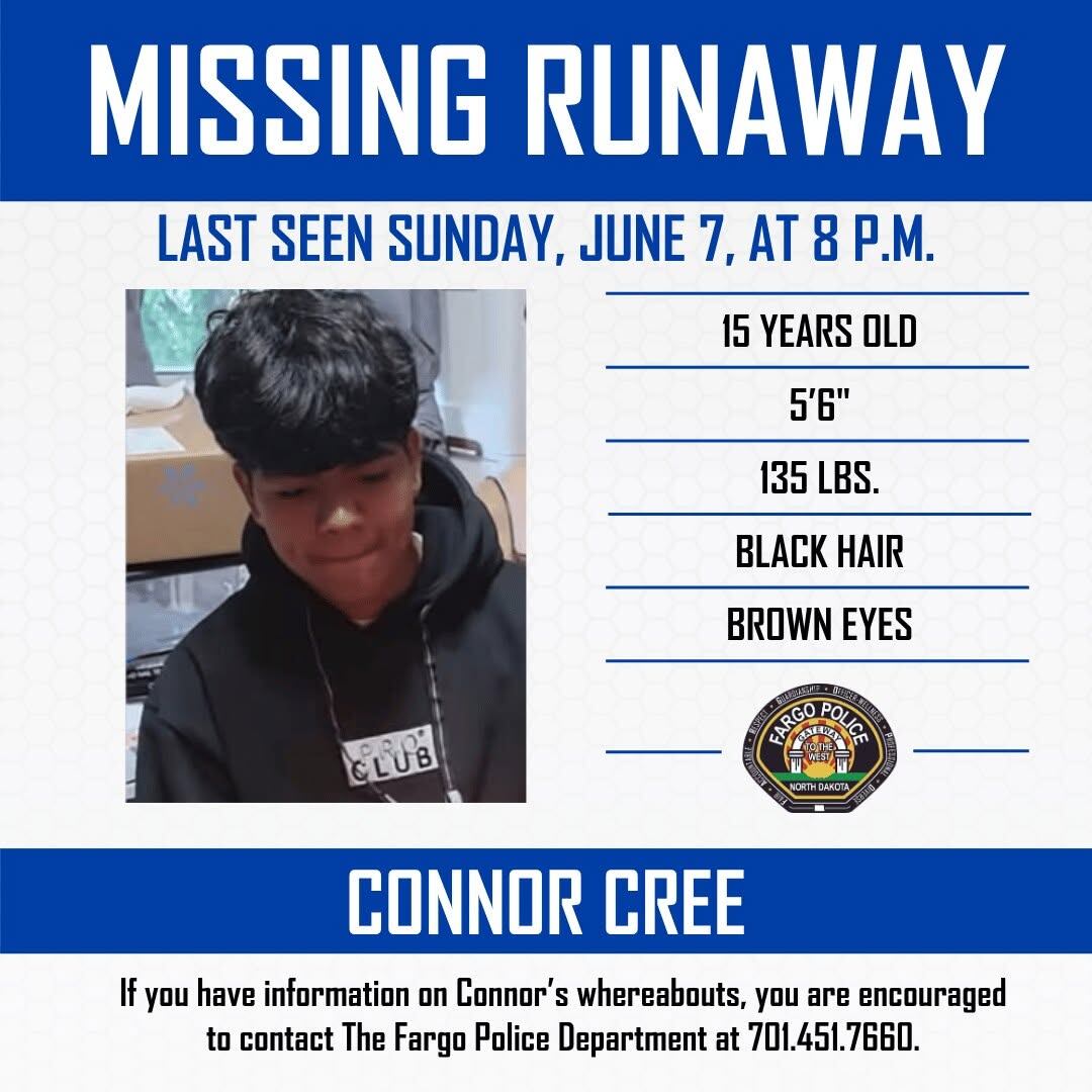 Fargo police searching for missing 15-year-old boy