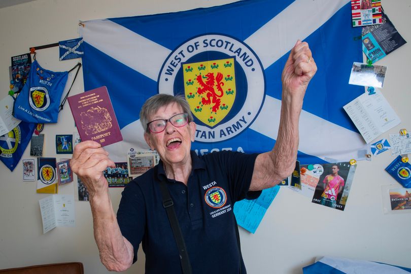 The Tartan Army’s oldest fan cheering on Scotland at her fourth World Cup