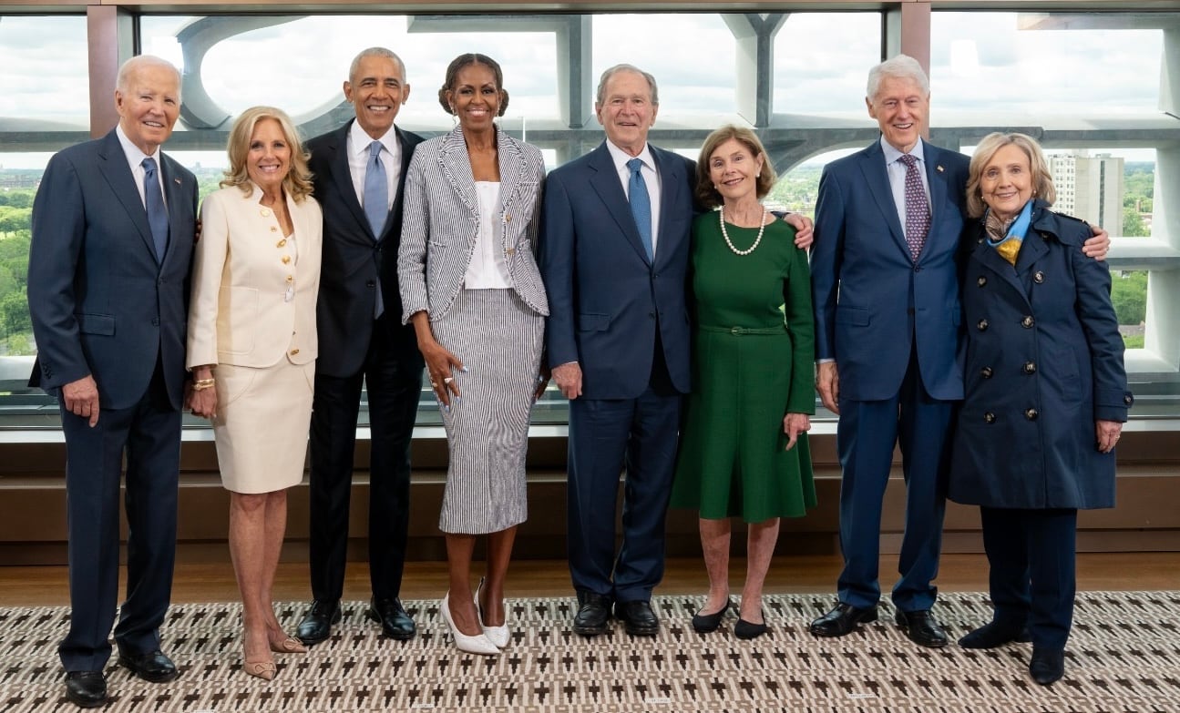 Former US presidents unite at Obama Center opening