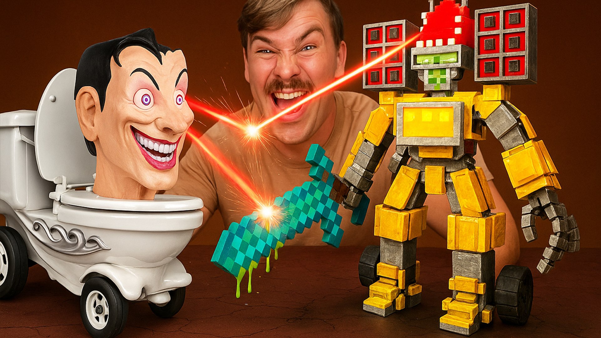 Epic showdown: Skibidi Toilet battles Minecraft Transformers