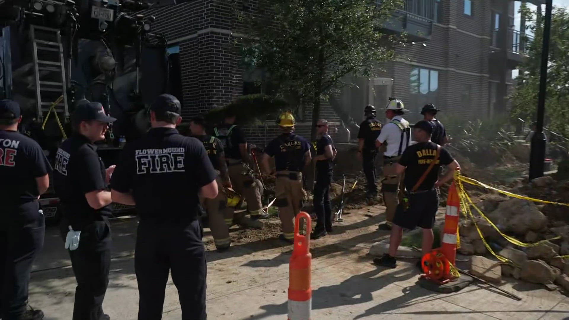 First responders work to rescue person trapped in trench at Coppell ...