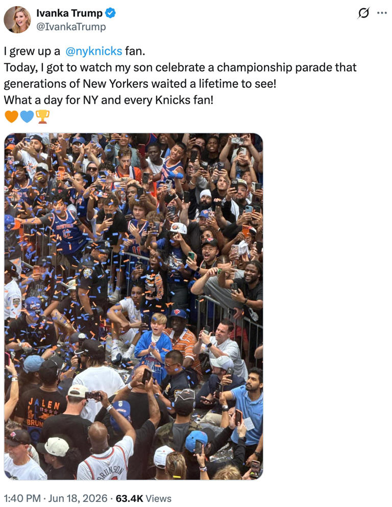 Ivanka Trump draws backlash over photos of son at Knicks championship ...