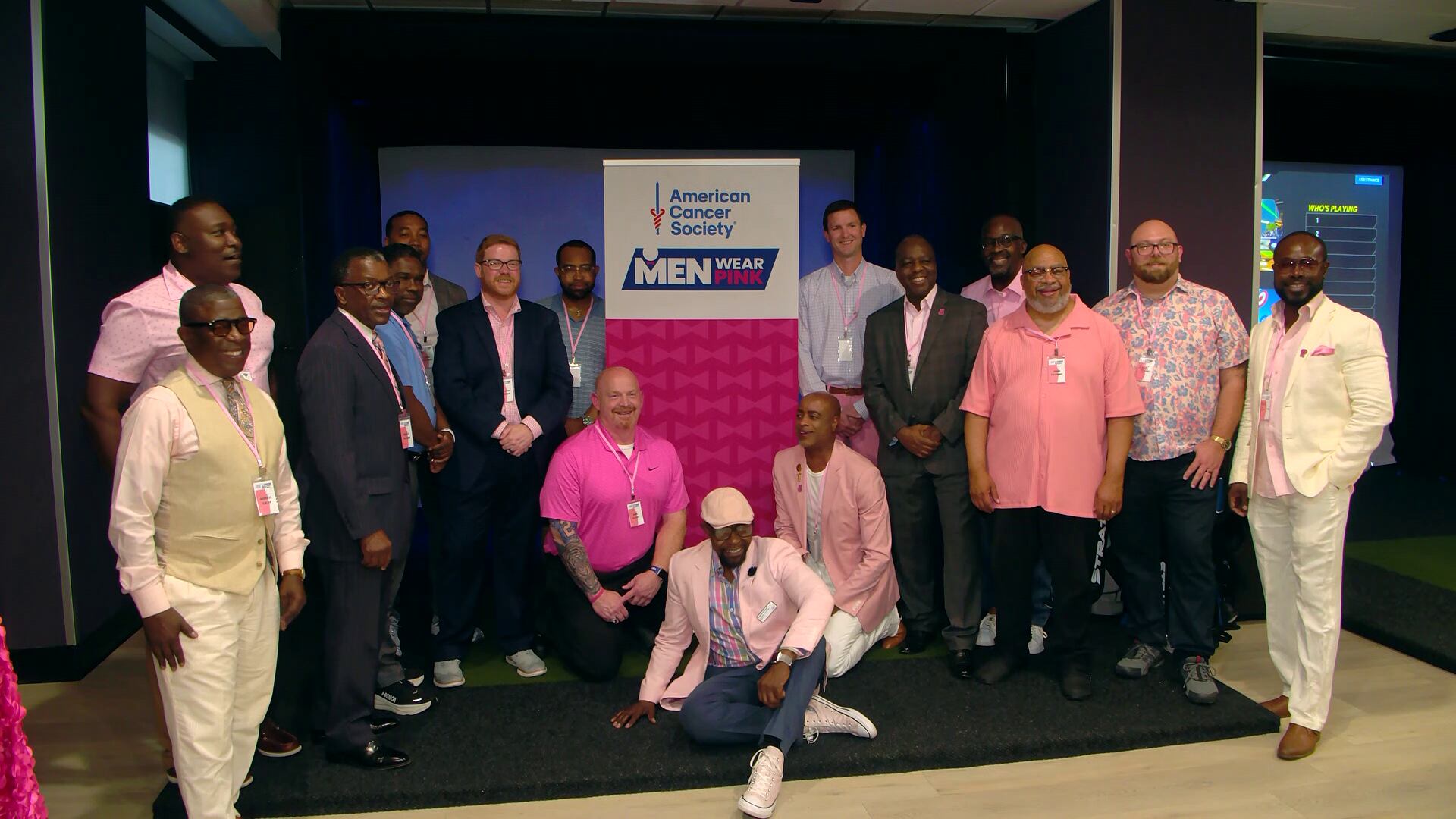 Men wear pink while bringing breast cancer awareness