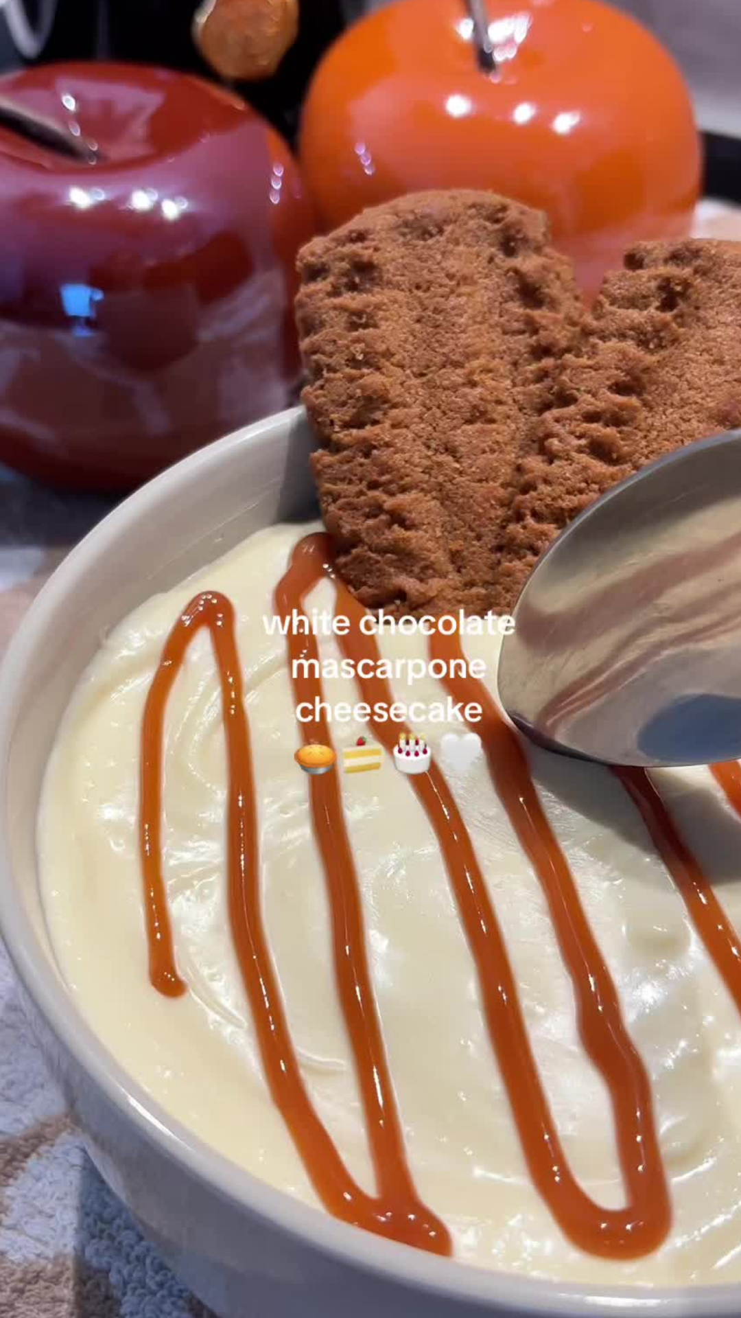 A luxurious winter dessert white chocolate mascarpone cheesecake