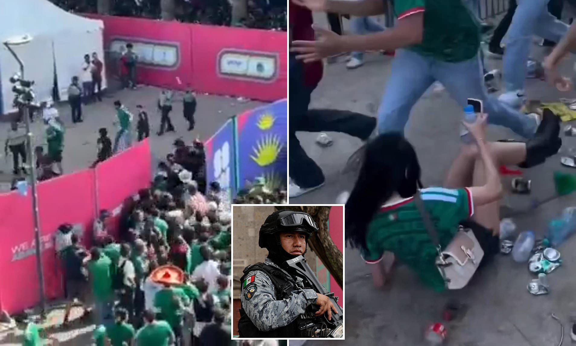 Mexico fans trampled in crush to break into fan zones in violent scenes ...