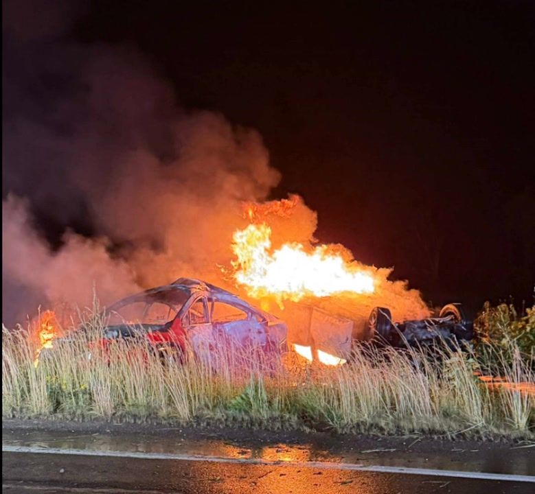 3 injured in fiery two-car crash on Route 66 in Portland, police say