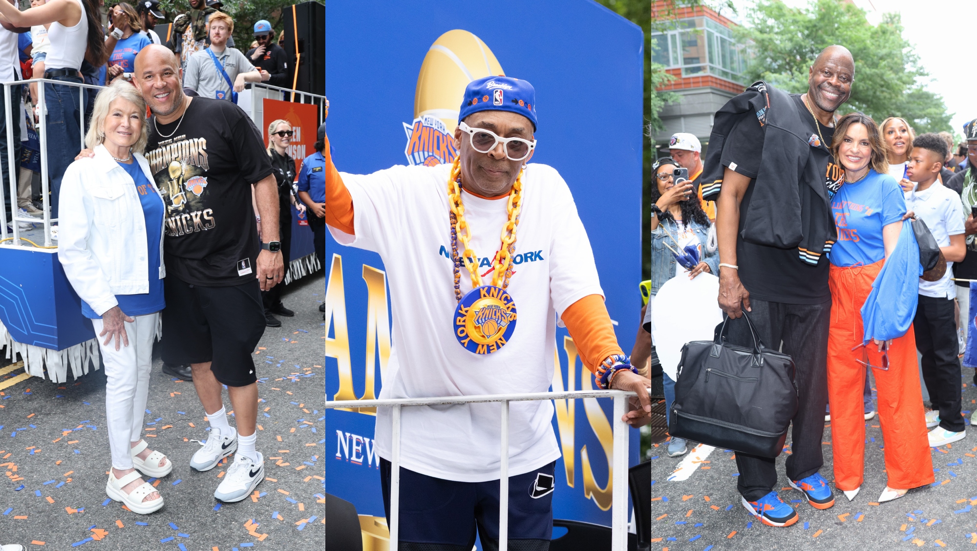 Celebrity outfits and shoes at the Knicks championship parade