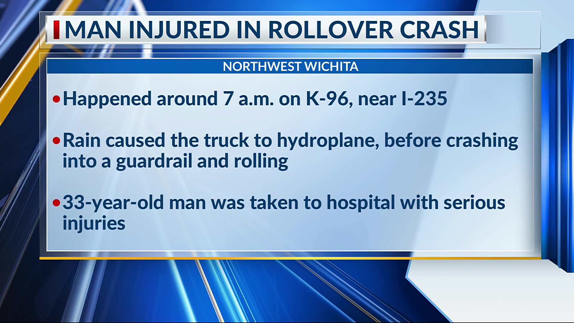 Heavy rain leads to rollover crash in northwest Wichita