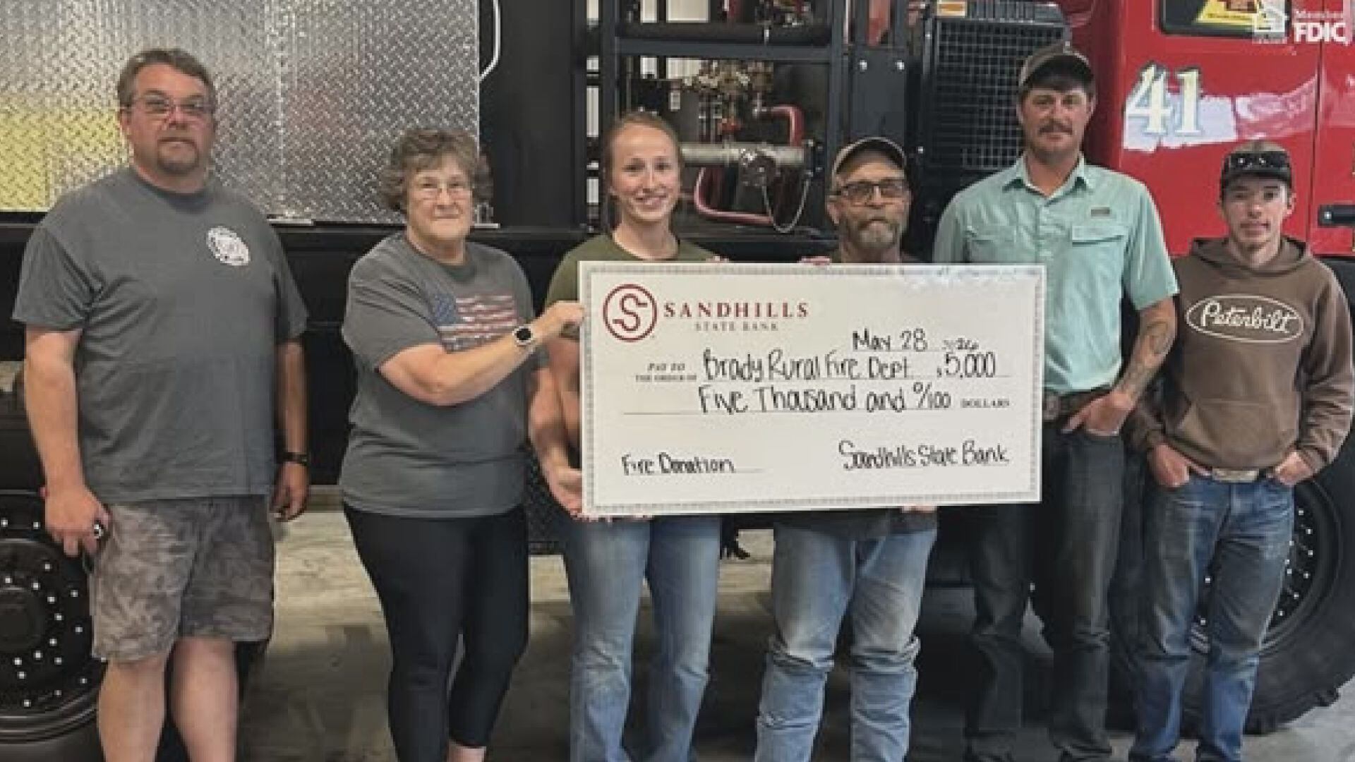 Sandhills State Bank donates $5,000 to Brady Volunteer Fire Department ...