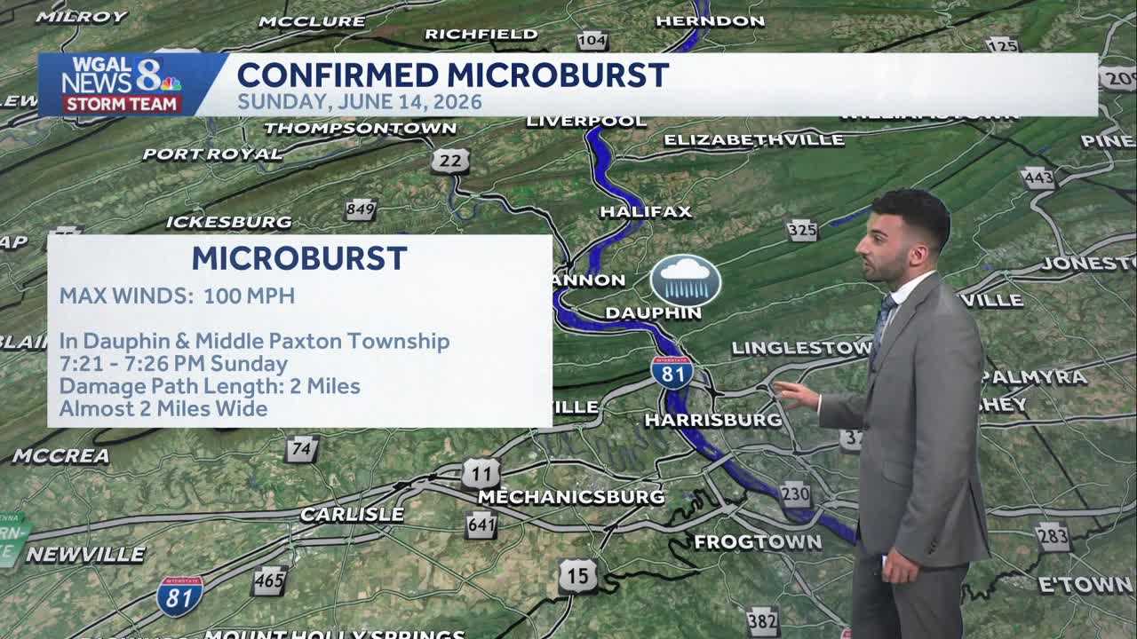 NWS | Microburst with 100 mph winds confirmed in Dauphin County on Sunday