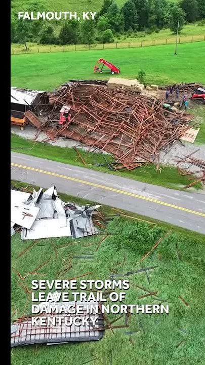 Aerial video: Storm damage left behind in Falmouth, Kentucky