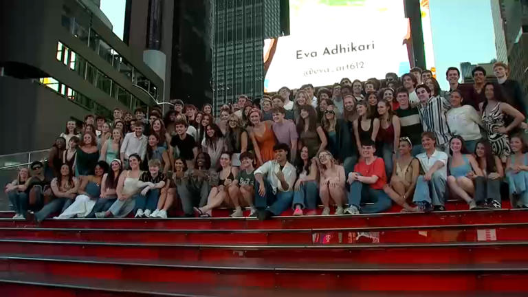 2026 Jimmy Awards nominees have faces displayed on Times Square billboards