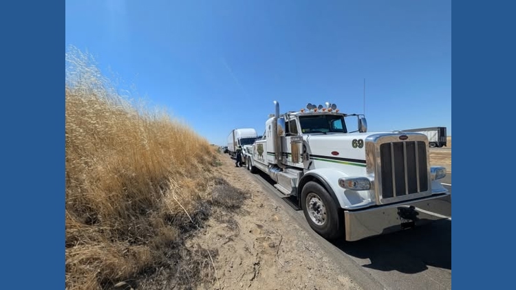 Big rig impounded after CHP discovers flat tire, unlicensed driver