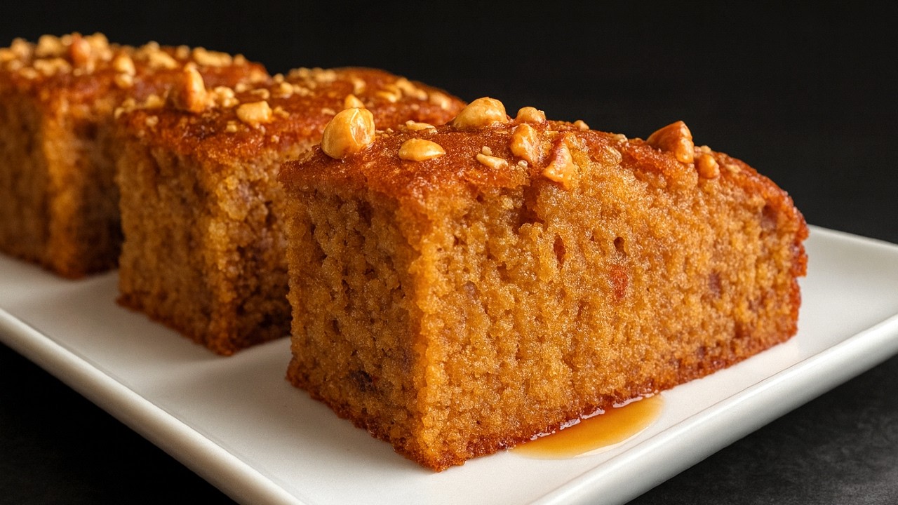 Moist date walnut cake with rich natural sweetness