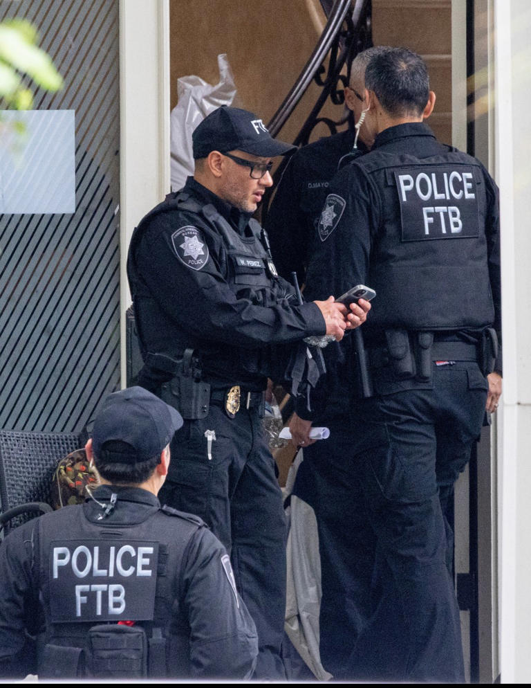 Dramatic moment swarm of police descend on Carlos Mencia’s Encino ...