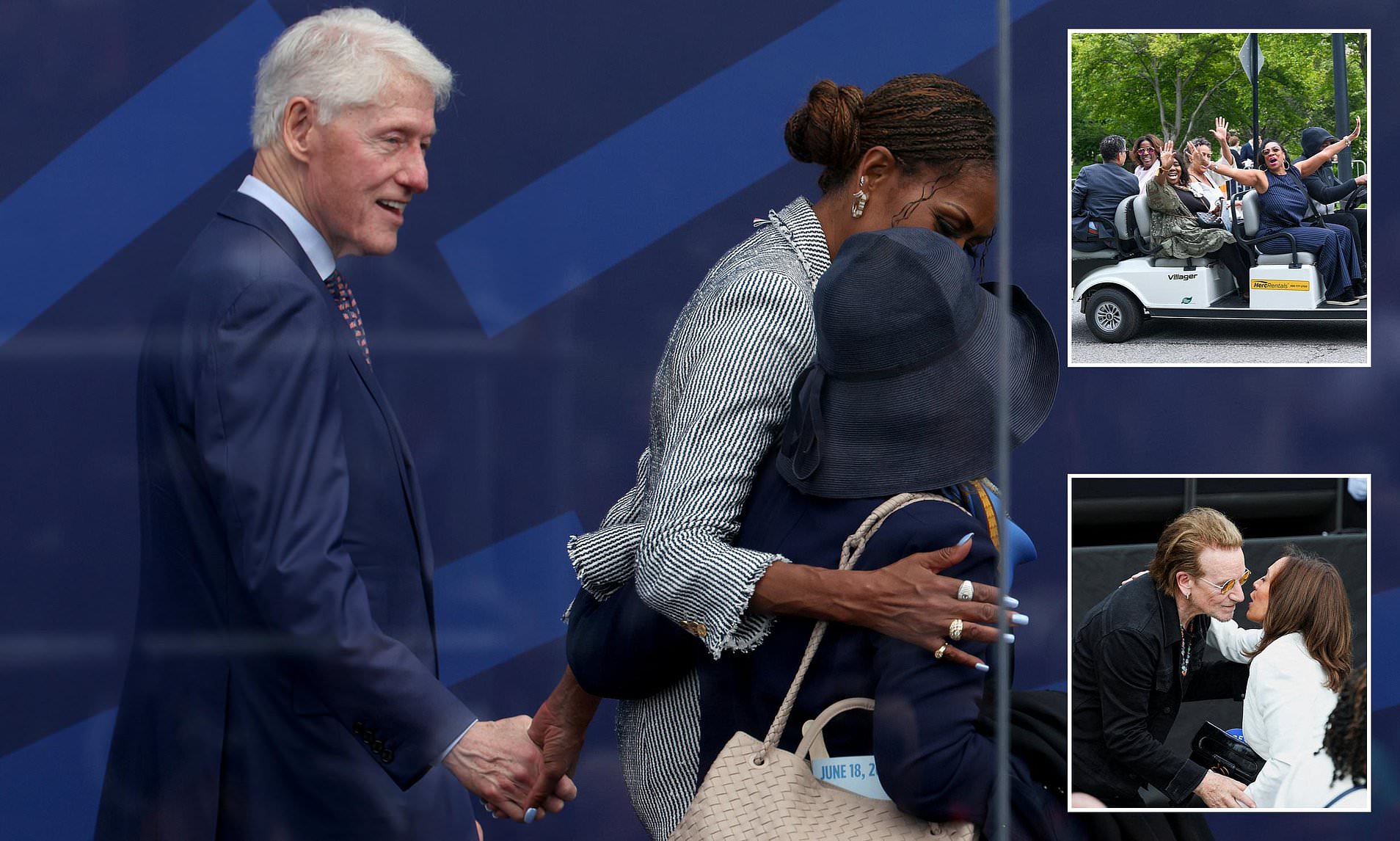 Bill Clinton's very cozy moment with Michelle while Hillary looks other ...