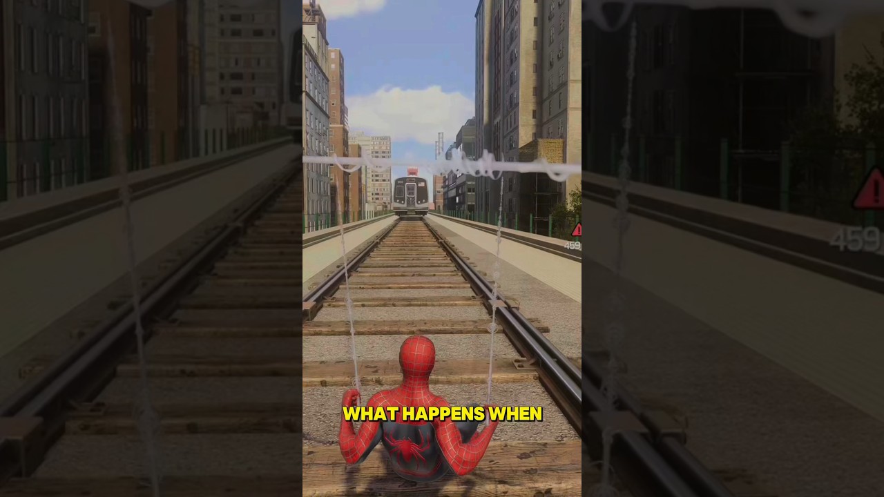 What happens when you try to stop the train in Marvel's Spiderman 2. # ...