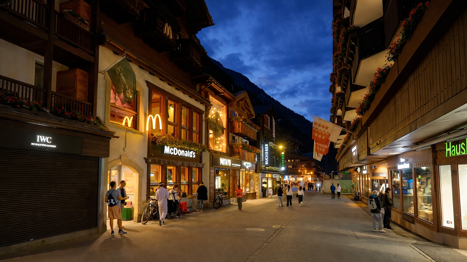 Take a relaxing evening walk through Zermatt Switzerland (4K)