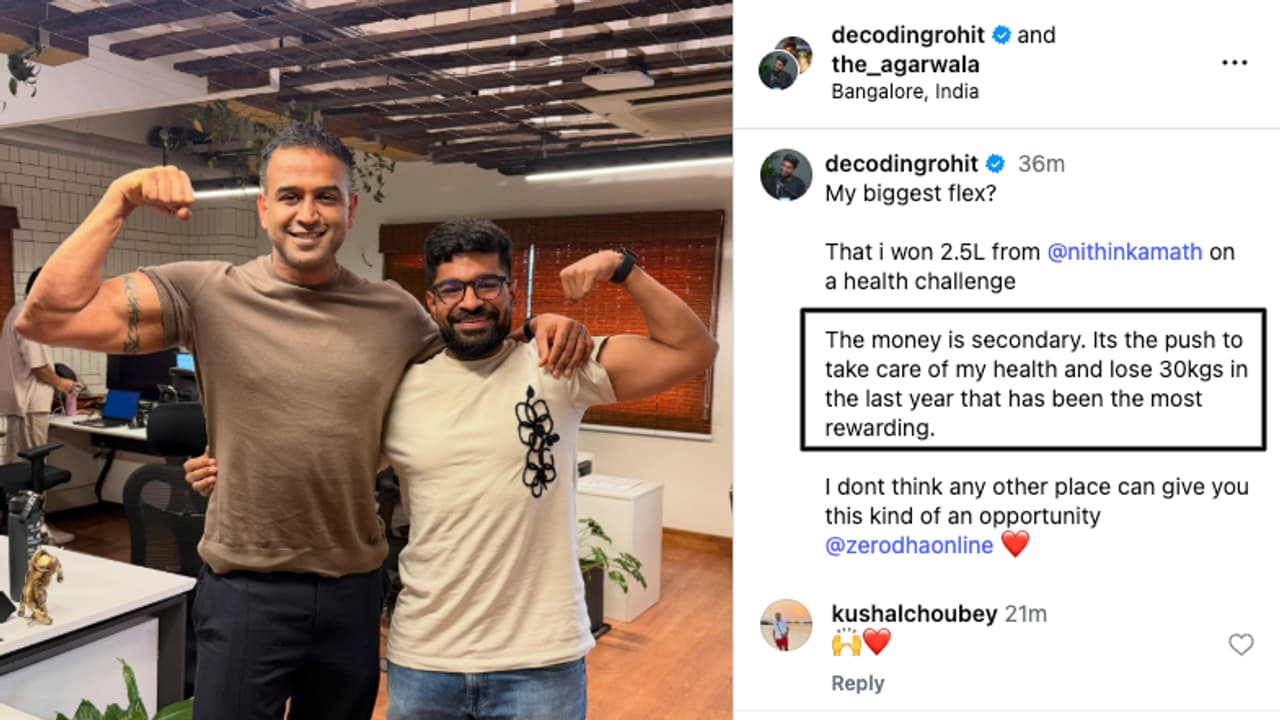 'Happy I lost': Zerodha CEO loses Rs 2.5 lakh fitness bet as employee ...