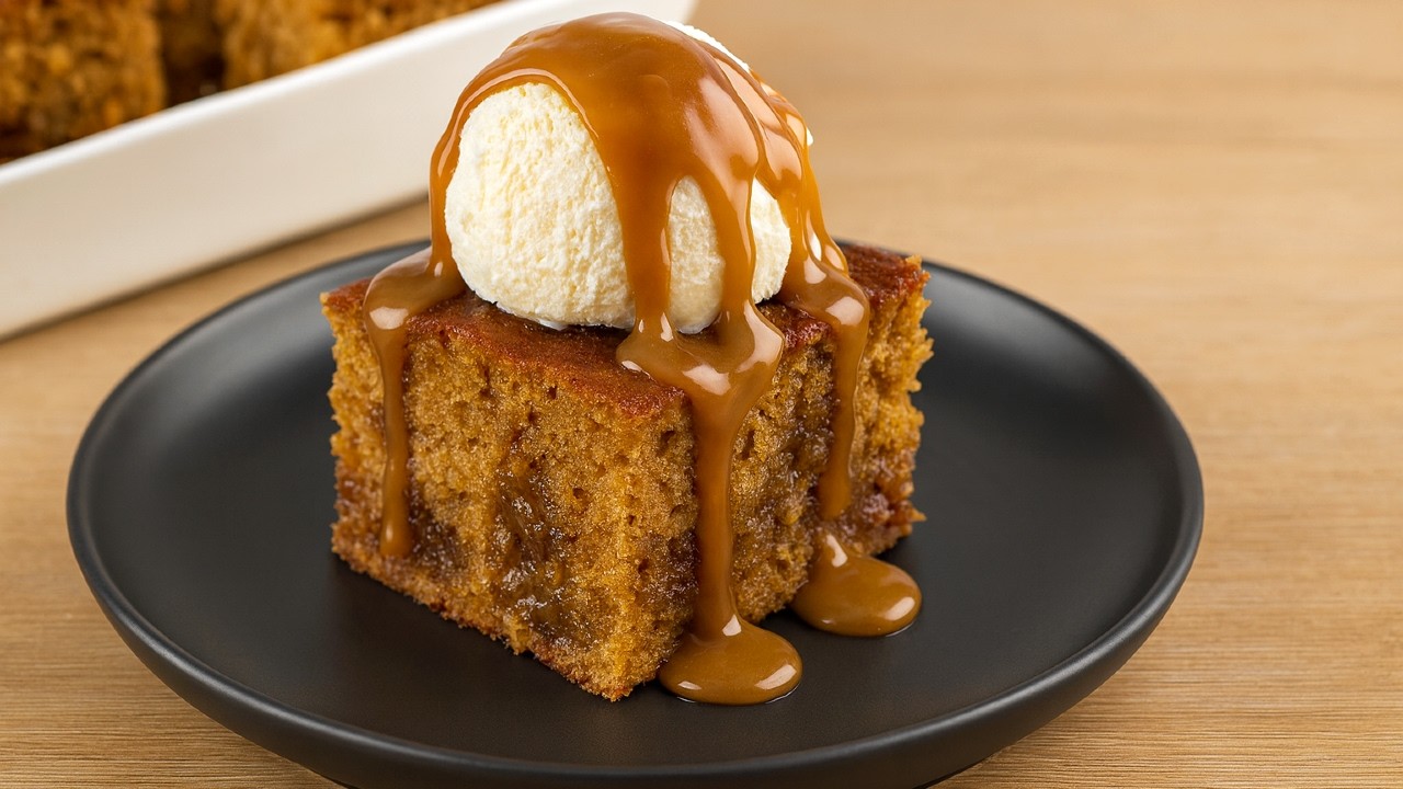 Quick homemade sticky toffee cake for dessert lovers